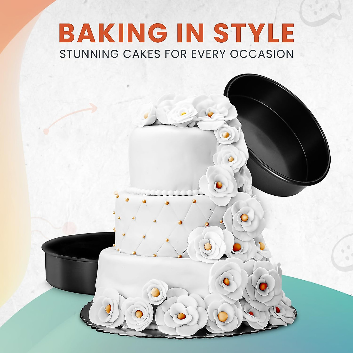 RFAQK 6 Inch Cake Pans Set of 3-6 Inch Round Cake Pan with 120 Pieces Parchment Papers, Non-stick Cake Baking Pans, Dishwasher Safe