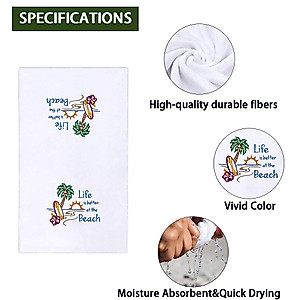 Summer Beach Kitchen Dish Towels, 18 x 28 Inch Life is Better at The Beach Summer Tea Towels for Cooking Baking Set of 2