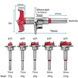 BE-TOOL Hinge Boring Drill Bits, Forstner Drill Bit Alloy,Sharp Woodworking Hinge Hole Cutter With Depth Stop For Woodwork Perforated（∅20mm）