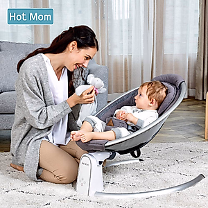 Hot Mom NEW Baby Swing Bluetooth and Intelligence Timing Electric Baby Rocker Multiple Gears Seat Adjustment & Baby Chair(Dark Grey)