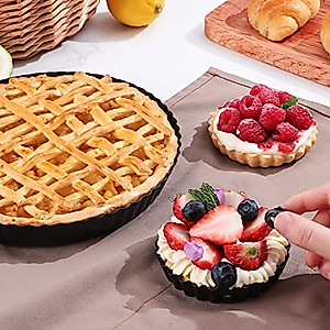 HONGBAKE Round Tart Pan 9 Inch with Removable Bottom, Nonstick Quiche Baking Pan for Oven, Tarts Tin for Cheese Cakes, Desserts