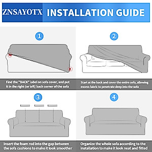 ZNSAYOTX 1 Piece Jacquard Couch Covers for 2 Cushion Couch High Stretch Loveseat Slipcover for Pets Dogs Anti Slip Love Seat Sofa Slipcover Furniture Protector (Loveseat, Light Grey)