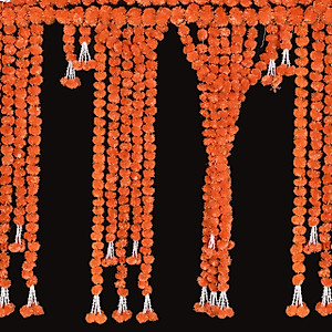 Krati Exports - 5 feet Indian Mix Color Artificial Decorative Marigold Flower Garland Strings for Christmas Wedding Party Decoration Diwali Decor