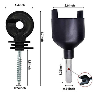 100 pcs Electric Fence Insulators Screw, Electric Fence Posts, Electric Fencing Posts for Wood Post Sun Protection & Rainproof, Screw in Ring Insulators