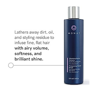 MONAT Volumizing Revive Shampoo Infused w/Rejuveniqe – Weightless Shampoo for Fine, Flat Hair – Amplifies Volume, Adds Softness, Shine – Cleanses and Protects with UV Defense – Net Wt 237ml (8 fl oz)