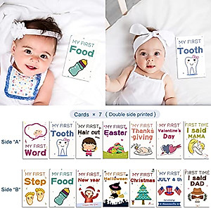 Kmivo Milestone Blanket for Baby Girl, Baby Monthly Photo Blankets Soft Large Memory Blanket with Headband & Milestone Cards for Newborn Baby Shower, 60” x 40”