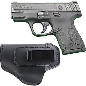 IWB Leather Holster for Inside Waistband Concealed Carry Fits:S&W M&P Shield-Glock19 26 29 30 32 43-Beretta Px4-RUGER EC9s-SIG-HK-Taurus-XDS or Similar Sized Handguns