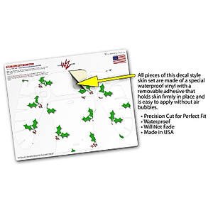 WraptorSkinz Skin Wrap compatible with Sony PS5 DualSense Controller Christmas Holly Leaves on White (CONTROLLER NOT INCLUDED)