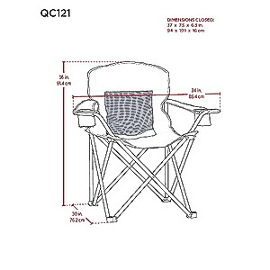 CAMP&GO Portable Folding Mesh Back Quad Camping Chair with Cup Holders and Carrying Bag, Steel