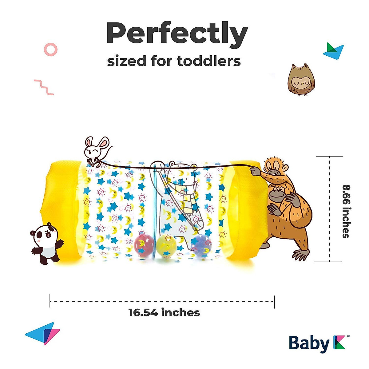 BABY K Inflatable Baby Roller Toy (Yellow) - Tummy Time Toys for Babies 0-6 Months - Baby Crawling Toys for Babies 6-12 Months- Early Development Crawling Fitness Baby Toys - Baby Exercise Toys