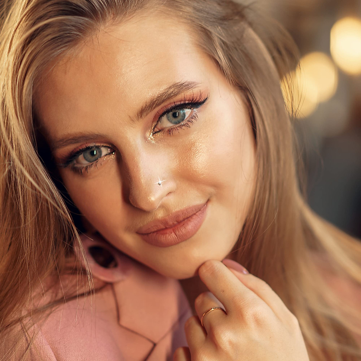 20 Gauge 1/4" Length 14k White Gold 1.5mm Ball Nose Bone Straight Nose Ring