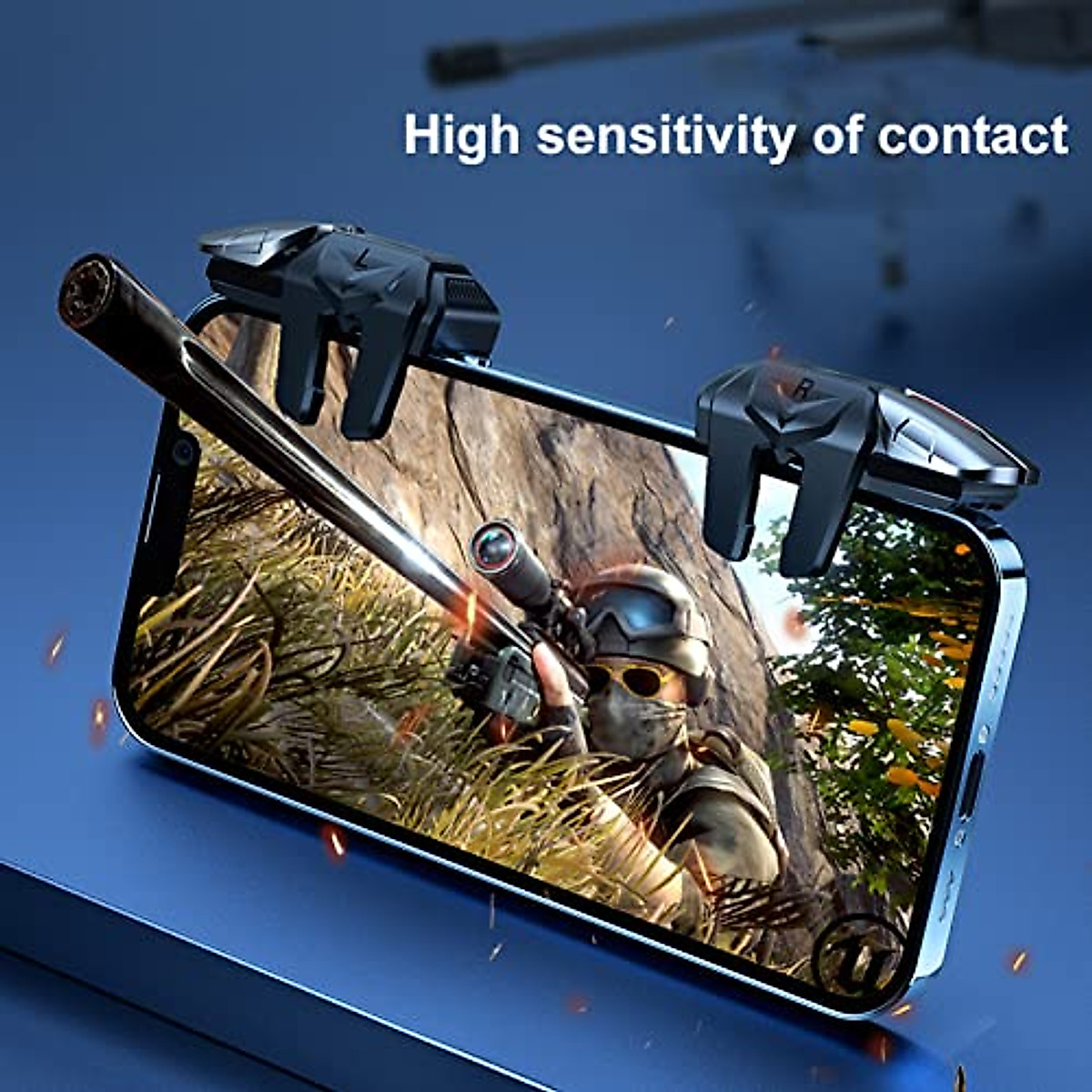 FENGCHUANG Mobile Game Trigger, PUBG Cellphone Gaming Joystick, 6 Fingers Operation Controllers, Alloy Gamepad Joystick, Aim Shooting L1R1 Key Button for Fornite/Knives Out/Rules of Survival