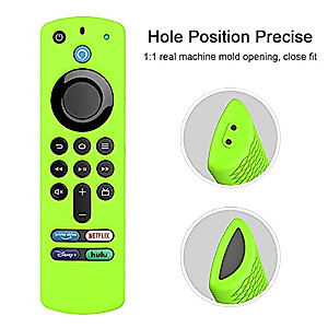 Green Case Replacement for TV Stick (3rd Generation) / 4K Max 2021 New Voice Remote, Silicone Protective Skin Sleeve Glow in Dark - LEFXMOPHY
