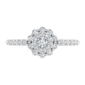 FINEROCK 1/2 Carat Round Diamond Halo Ring in 10K White & Rose Gold (Ring Size 6)