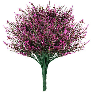 Artificial Flowers Outdoor Fake Flowers for Home Garden Window Box Decoration, Artificial Farmhouse Greenery UV Resistant Shrubs Plants for Hanging Planter Home Wedding Porch Window Decor (deep Pink)