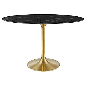Modway Lippa Oval Artificial Marble 48" Dining Table, Gold Black