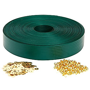 Chain Link Fence Slats, Privacy Screen Covering Tape Roll with Brass Fasteners, Weave Panel Design for Home, School, Business, Stadiums (1.8 in x 246 ft, Green)