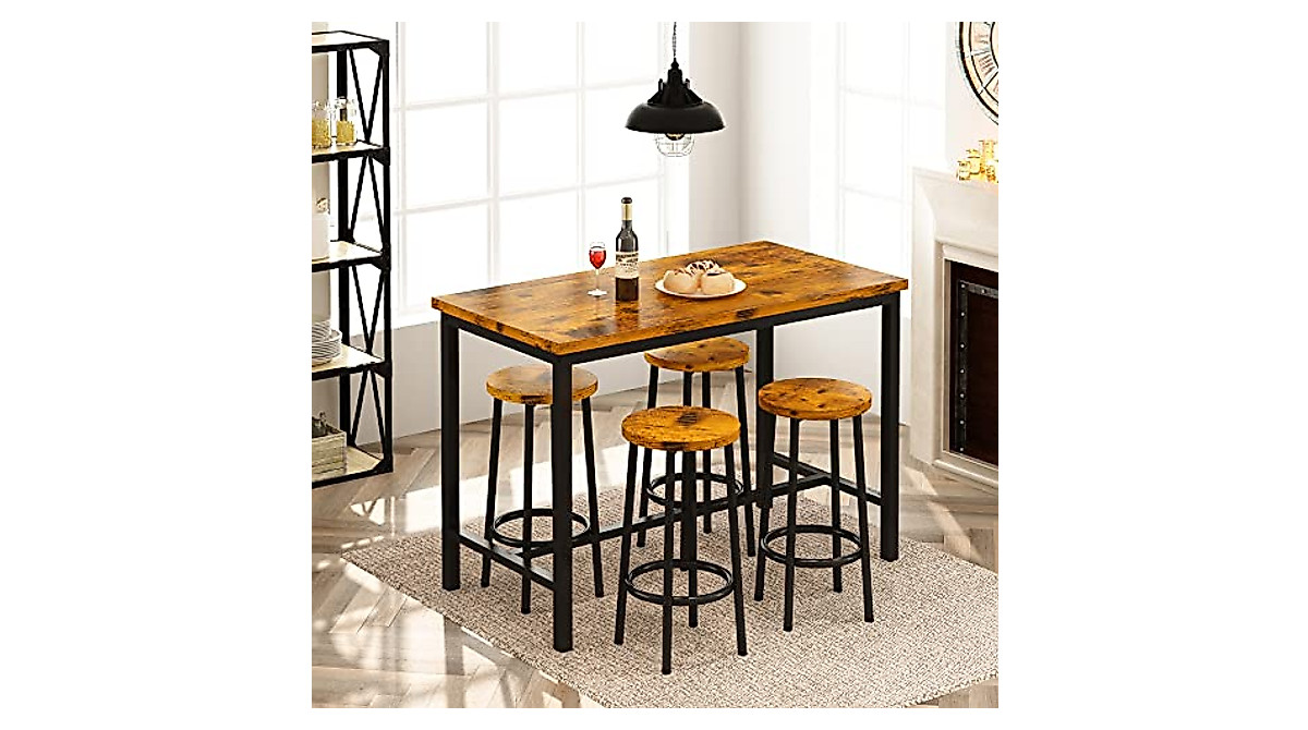 Stylish AWQM Bar Height Table & Chair Set for Small Spaces