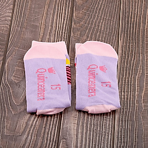 PXTIDY Quinceañera Socks 15th Teenager Birthday Gift Quinceanera Girl Sweet 15 Gift Fifteen Gift for 15 Year Old Girl