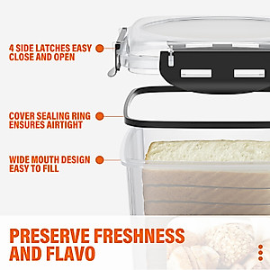 TIME4DEALS Bread Box Pack of 2 Bread Container - Fresh Bread Storage Container Plastic Bread Keeper with Airtight Lid, Sandwich Bread Dispenser Loaf Storage Saver for Kitchen Home, BPA Free, 5 Liter