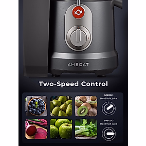 AMEGAT Juicer Machines Vegetable and Fruit, 1300W Powerful Juice Extractor Machine, Whole Fruit Juicer With 3.2" Wide Mouth Food Chute, 2 Speeds, High Juice Yield, 100% BPA-Free