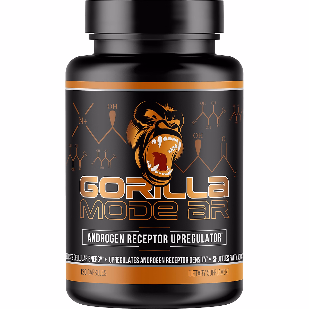Gorilla Mode AR Carnitine 750mg Capsules – Androgen Receptor Upregulator/Boosts Cellular Energy, Upregulates Androgen Receptor Density/Shuttles Fatty Acids (120 Capsules)