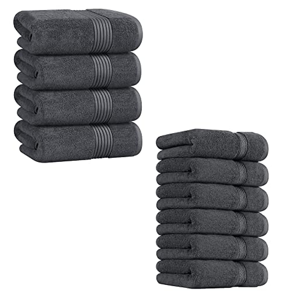 Utopia Towels Bundle of 10 Premium Hand Towels & Bath Towels - 6 Pack Large Hand Towels, 16"x28" - 4 Pack Luxurious Bath Towels, 27"x54" - 600 GSM Ultra Soft Towels (Grey)