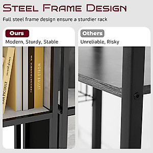 NAIYUFA Bookshelf with Drawers,Rustic Industrial Tall Bookshelf,Vintage Book Shelves Display Shelf for Home Office,Living Room (A+B)