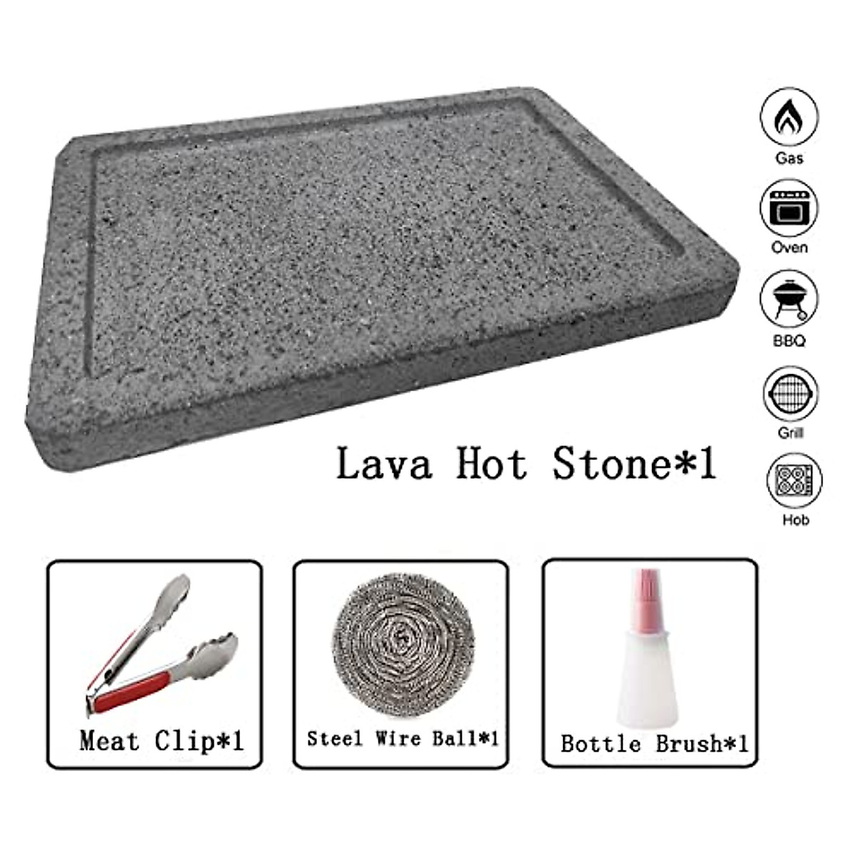 Lava Grill Steak Lava Stone,Lava Hot Stone,Grilling Stone,Tabletop Grill Cooking Stone,11.8x7.9 x1in Steak Lava Stone Stone Grilling Plate for Oven and Barbecue Cooking Meat,Fish,Vegetable and Pizza