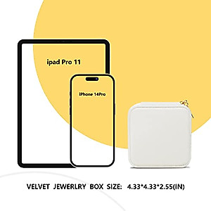 V-LAFUYLIFE Travel Velvet Jewelry Box, Mini Portable Jewelry Case, Gifts Boxes for Women Girls, Small Earring Organizer Boxes with Mirror for Rings Earrings (White)