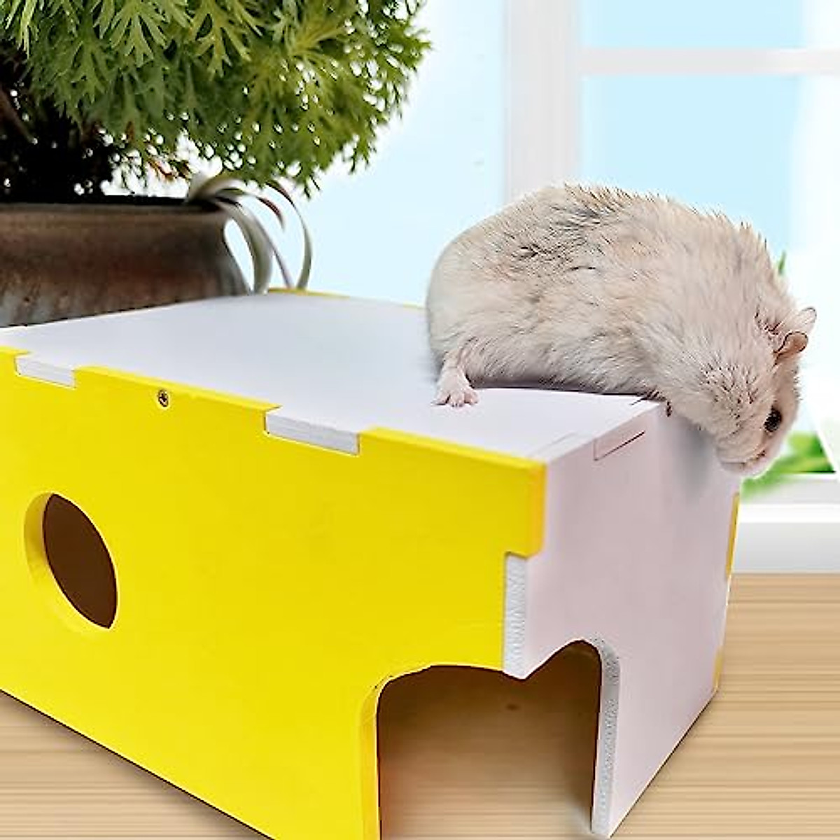 MILIFUN Hamster Houses and Hideouts, Chinchilla House Dwarf Hamster Hideout with Climbing Ladder Slide, Multi-Chamber Small Animal Maze Hut for Hedgehog Syrian Mice Hideout.