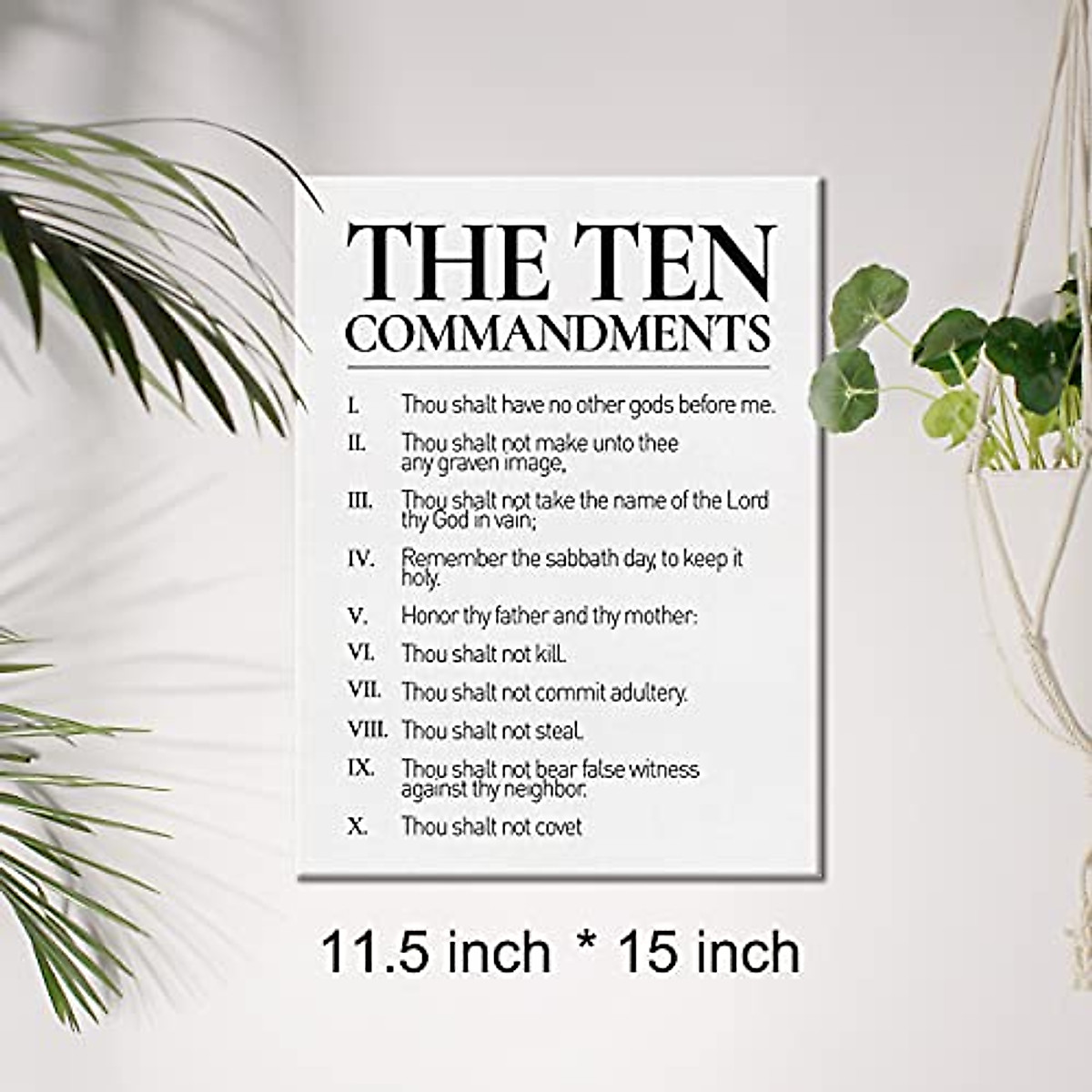 Christian Canvas Wall Art 10 Commandments Canvas Print Positive Scripture Canvas Painting Home Bedroom Wall Decor Framed Gift 12x15 Inch