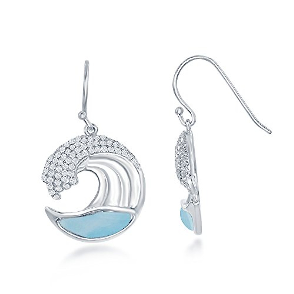 Beaux Bijoux Sterling Silver Larimar Dangle Earrings - Unique Natural Larimar Jewelry for Women - Earrings for Women - Beautiful Blue Natural Larimar Stones – Unique Hypoallergenic Earrings