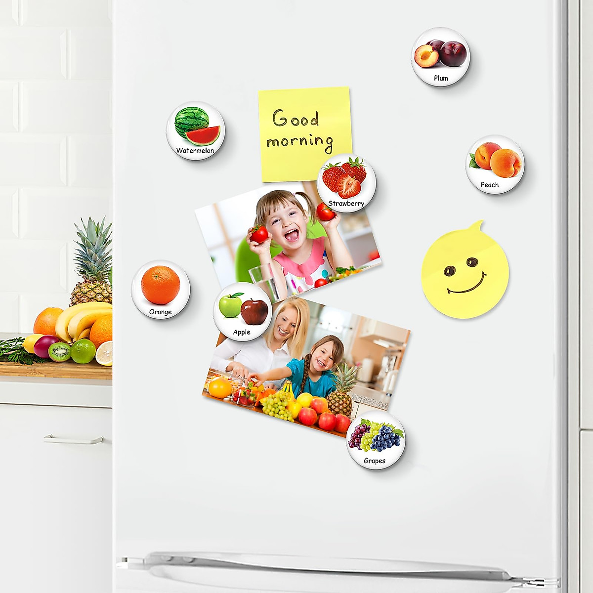 MORCART Fridge Magnets, 16PCS Food Fruit Magnets for Refrigerator Locker Whiteboard Decorative Magnetic Board Cabinets Classroom Office Cubicle School