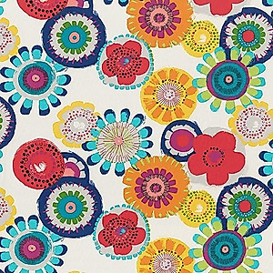 Pillow Perfect Bright Floral Indoor/Outdoor Sofa Setee Bench Swing Cushion with Ties Weather, and Fade Resistant, 18" x 45", Blue/Ivory Crosby