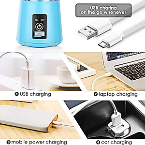 Portable Blender, Personal Blender Portable, USB Portable Blender for Smoothies with 6 Ultra Sharp Blades, Portable Blenders for Travel/Picnic/Office/Gym Blue3