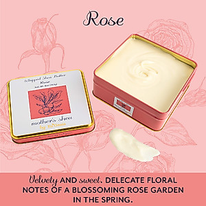 Mother's Shea Whipped Shea Butter (Rose, 6 Oz Tin) 100% Pure Raw Unrefined African Shea - Organic, Sustainably-Sourced Ingredients - Natural Skin & Hair Care