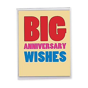 NobleWorks, Big Anniversary Wishes - Happy Anniversary Card with Envelope (8.5 x 11 Inch) - Jumbo Appreciation Notecard for Spouse, Parents J2722ANG