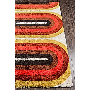 Novogratz by Momeni Novogratz Retro Collection Retro Wave Shag Area Rug, 3'6" x 5'6", Red