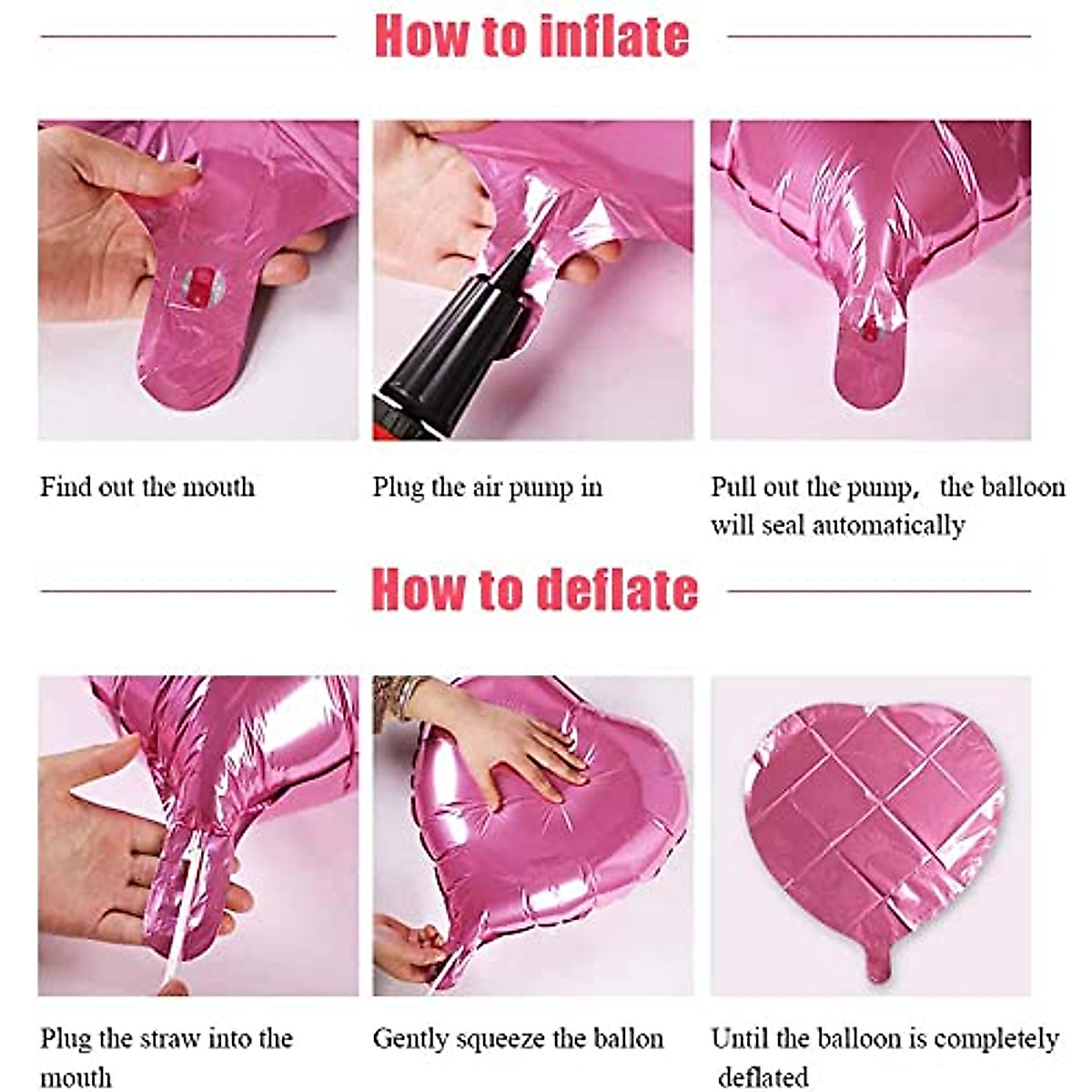 Littleloverly Valentine's Day Red Pink Heart Foil Balloons Decoration - Heart Shaped Mylar Balloons Engagement Wedding Valentines Day Anniversary Party Decorations(20PCS)