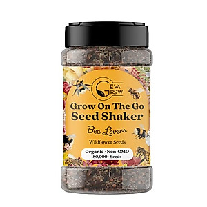 Mini Wildflower Seed Shaker - Save The Bees Seed Mix, by GevaGrow | 80,000+ Seeds | Pollinator & Bee Attracting Flower Seeds Bulk for Planting in Pots & Outdoor Gardens | 2 Ounce