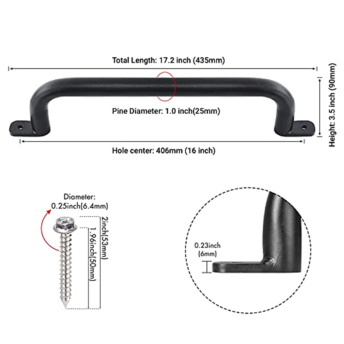 Purife 17 Inch Black Outdoor Playground Safety Handles Set of 2 - Playset Safety Handles, Swing Sets Accessories Grab Handle, Kids Safety Rail, Hand Grips & Monkey Bar for Playhouse, Treehouse