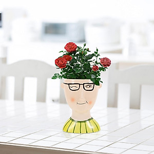 BESPORTBLE Vase Face Flower Pot Human Head Flowerpot Ceramic Head Planter Head Planter Pot Planters for Indoor Plants Sculpture Flower Pot Modern Face Succulent Pot Succulents Nordic Ceramics