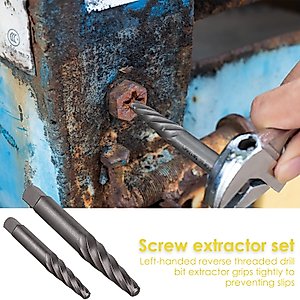 Topec 9 Piece Jumbo Spiral Flute Extractor -Easy Out Bolt Screw Extractor Set Square Shank Reverse Bit Set for Removing Broken Screws, Bolts, and Studs with Reverse Drill Bit Extractor Set