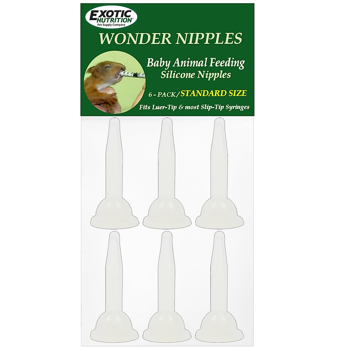 Wonder Nipple - Nursing Nipple for Baby Animals - Handfeeding Baby Squirrels, Sugar Gliders, Hedgehogs, Guinea Pigs, Racoons, Prairie Dogs, Opossums, and More! (Standard)