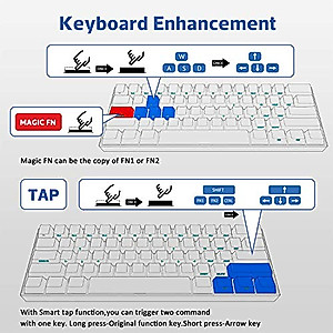 Anne PRO 2D, 60% Wired/Wireless Mechanical Keyboard (Gateron Brown Switch/White Case) - Full Keys Programmable - True RGB Backlit - Tap Arrow Keys - Double Shot PBT Keycaps - NKRO - 1900mAh Battery
