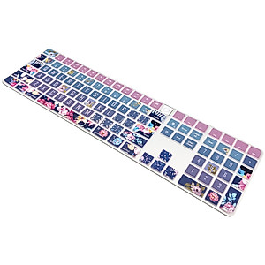 Sanfulin Keyboard Cover Skin for 2021 New Apple iMac Magic Keyboard (Model: A2520) with Numeric Keypad and Touch ID, Cute Printing Silicone Keyboard Protector, Red Flower