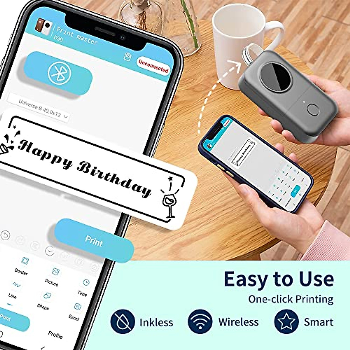 Phomemo Label Makers for Small Business, D30 Label Maker Machine with Tape 12mm 0.47 White for Organizing, Bluetooth Wireless Small Label Maker Thermal Sticker Printer Home School Office Supplies