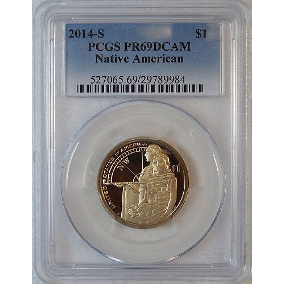 2014 S Proof Sacagawea Native American Dollar PCGS PR 69 DCAM New Blue Label