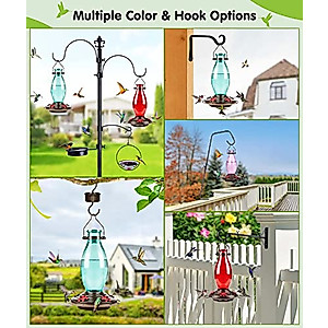 BOLITE 18001 Hummingbird Feeder, Glass Wild Hummingbird Feeders for Outdoors, Retro Edison Bulb Bottle, 25 Ounces, Green, Xmas Gifts for Bird Lovers